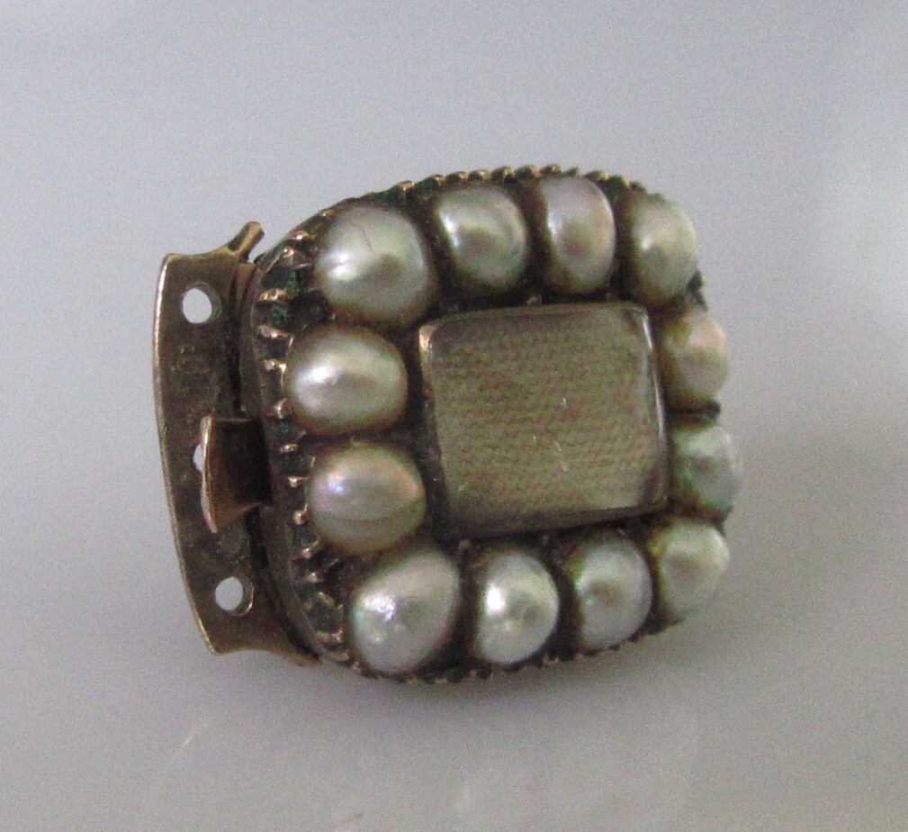 Georgian Gold Clasp - Multi Natural Pearl Oblong Clasp (For Necklace ...