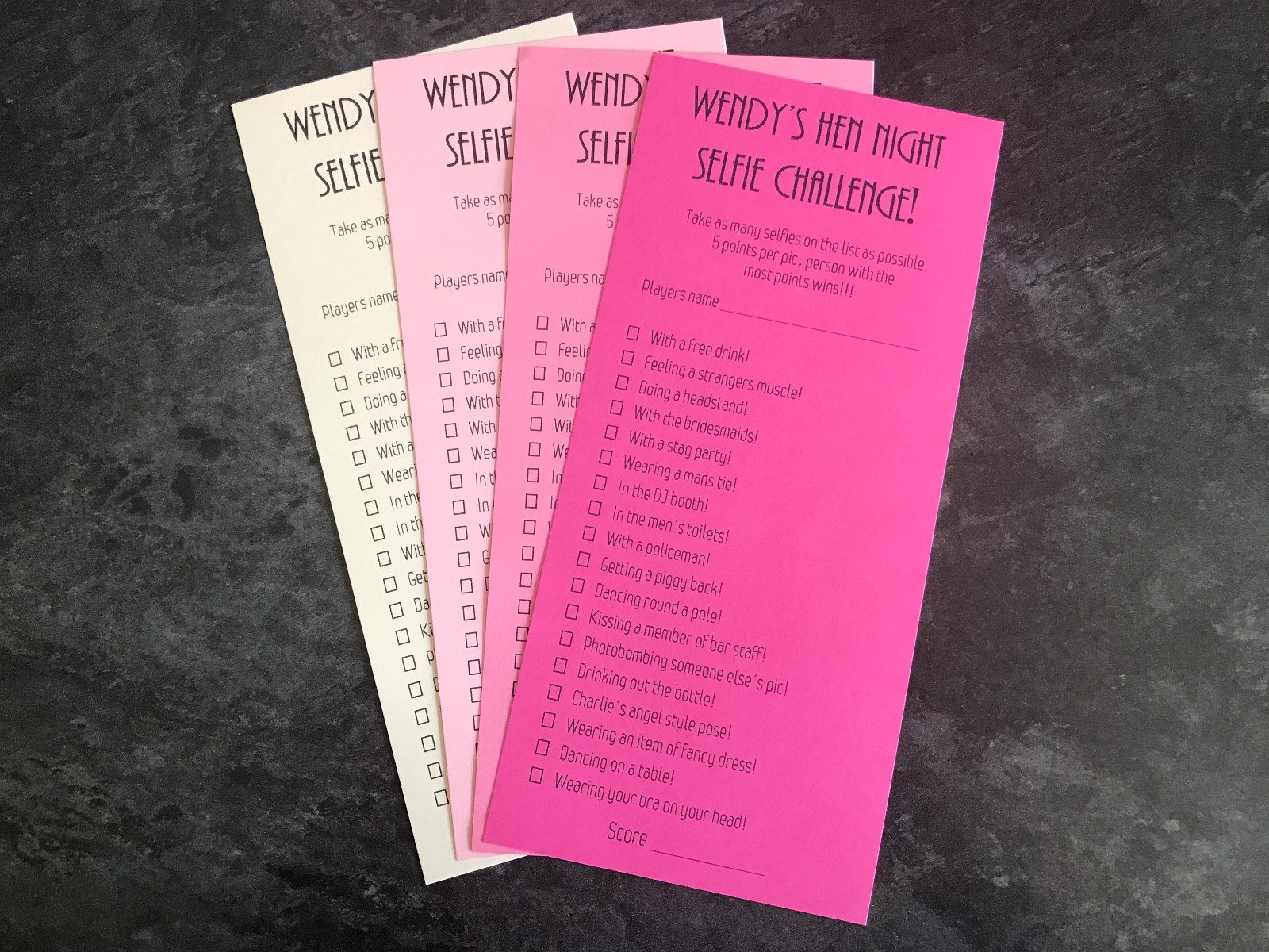 PERSONALISED Hen Night Party Selfie Challenge Game Cards - Girls Night ...