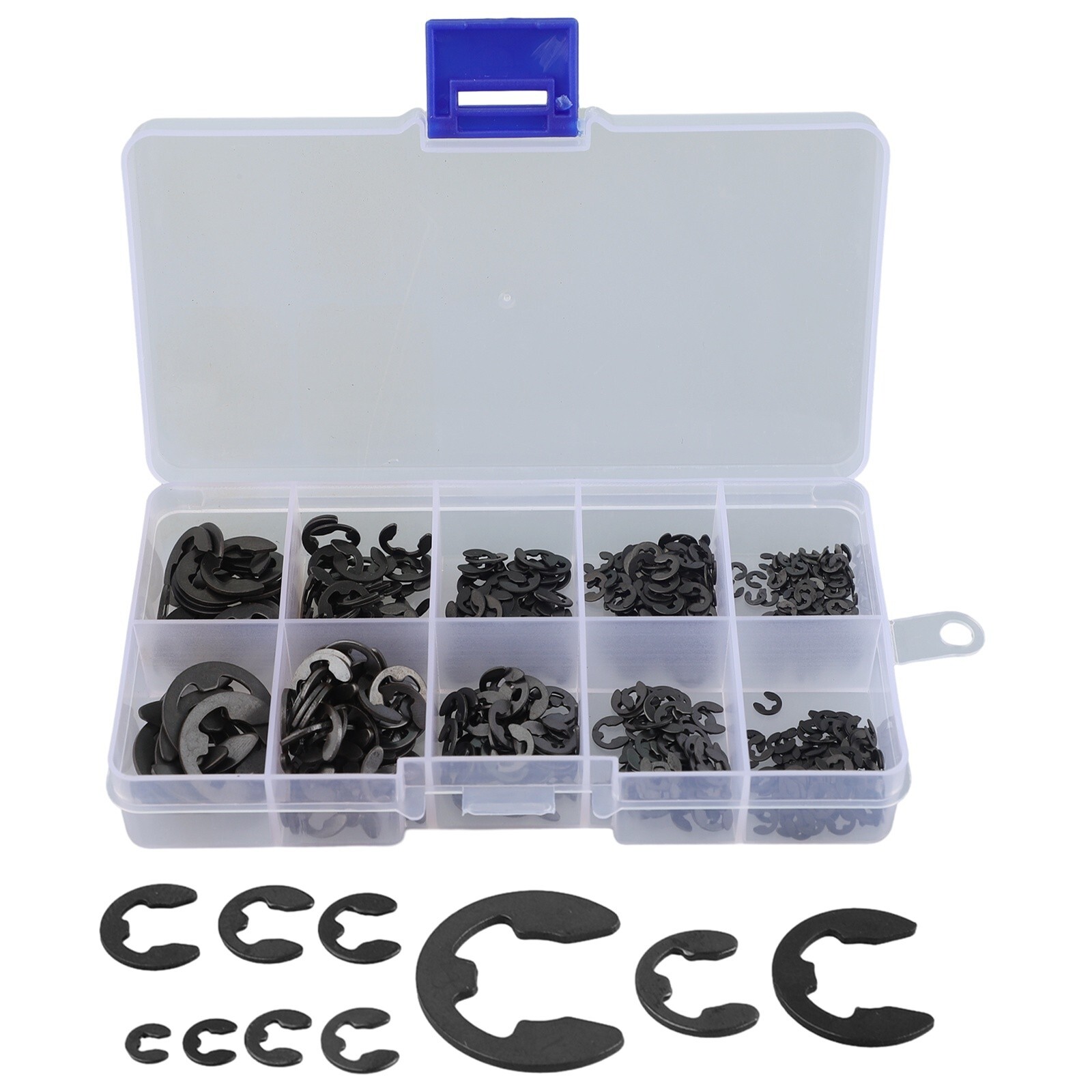 E Clip Snap Business 1.5-10mm 10 Sizes Black Carbon Steel Circlip Shaft ...