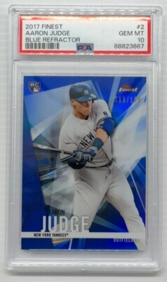2017 Topps Finest Aaron Judge Blue Refractor Rookie RC #083/150 PSA 10 ...