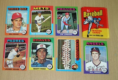 1975 Topps baseball MINI opened wax pack wrapper plus 7 cards | eBay