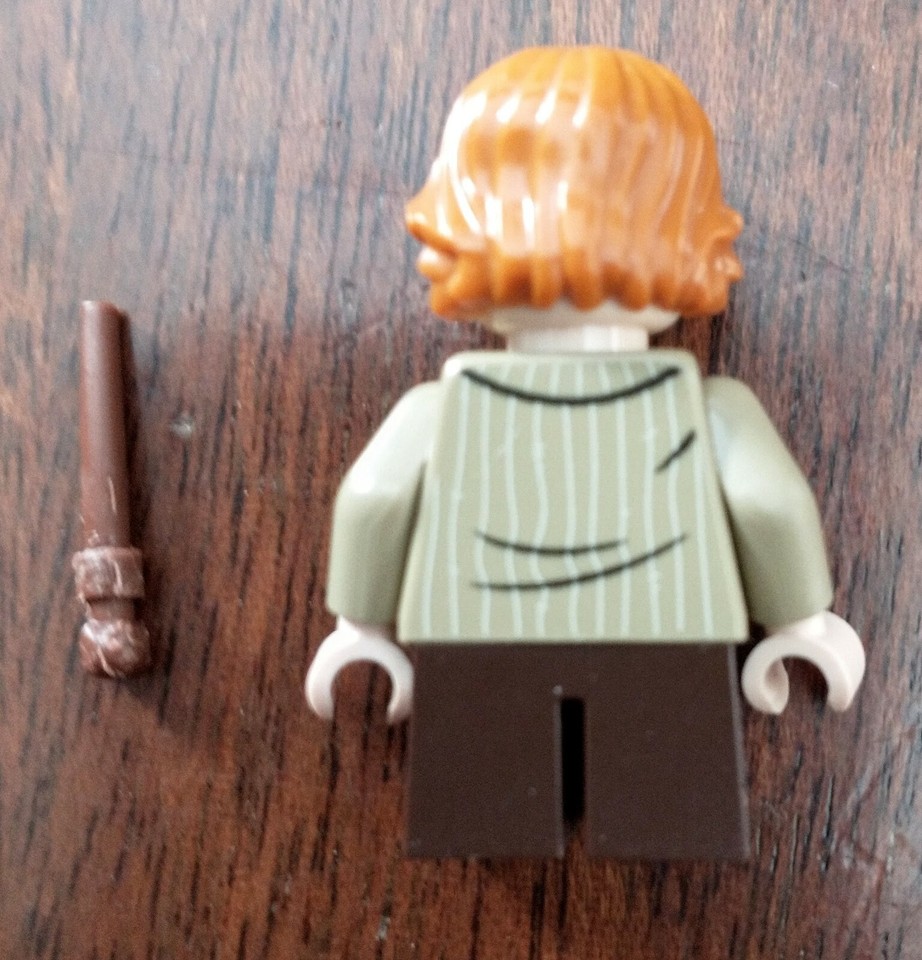 NEW LEGO Ron Weasley 2 face BONUS RAT MINIFIGURE Wand Harry Potter ...