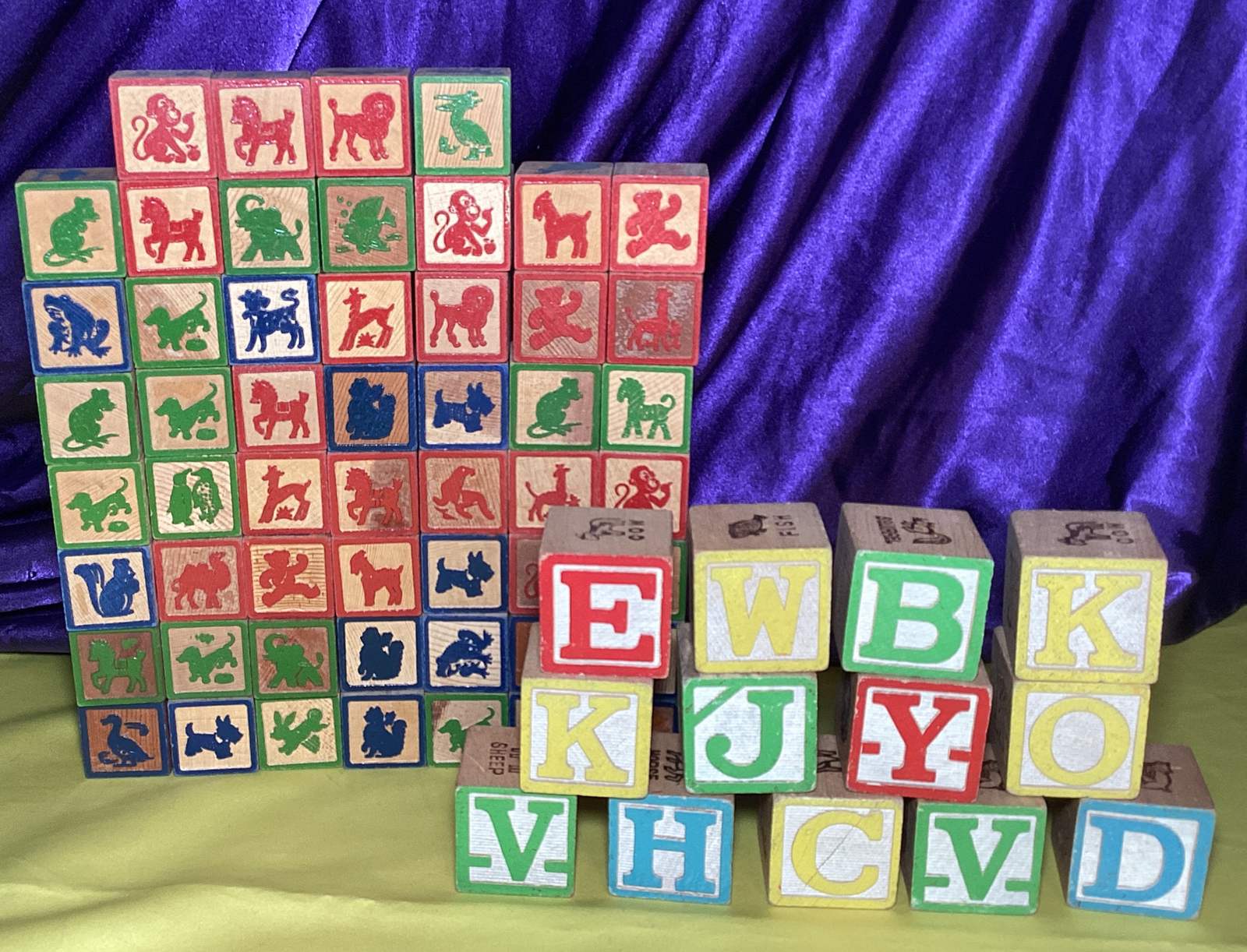 Vintage Lot of 66 Wood Alphabet Building Blocks Children's Wooden ...