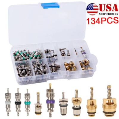 134pc Car Air Conditioner Assorted A/C Schrader Valves R134a Kit AC ...