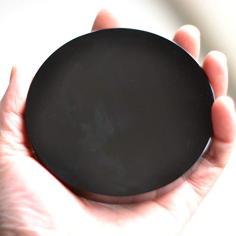 Natural Black Obsidian Scrying Mirror Heal Crystals Stone Round Plate ...