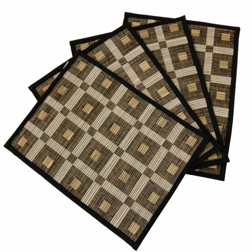 Set of 4 Squares Cotton and Straw Table Mats | eBay