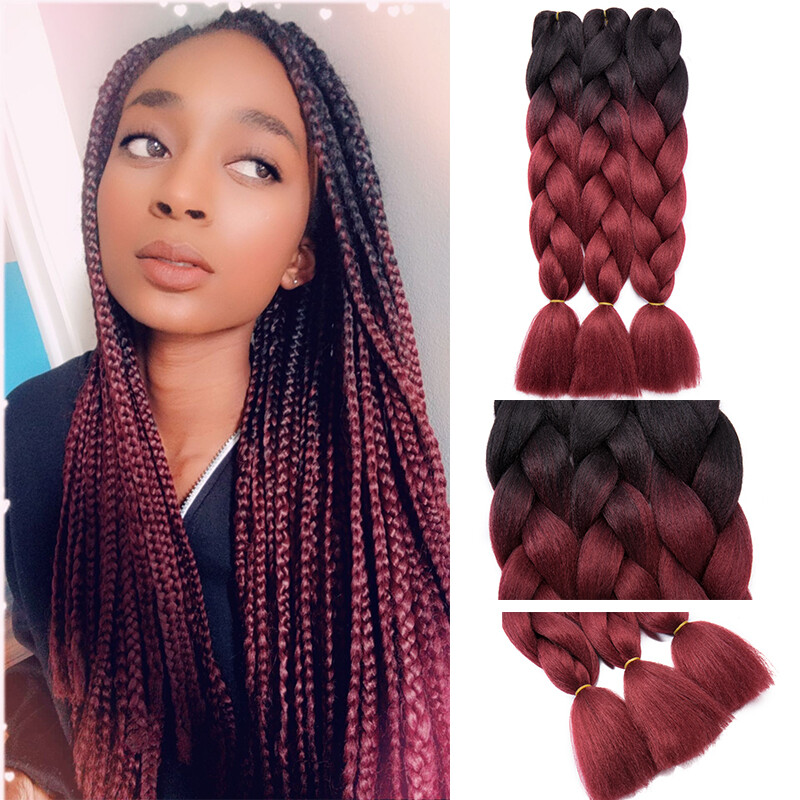 24" Long Jumbo Braiding Hair Extensions Box Braids Afro Twist Ombre ...