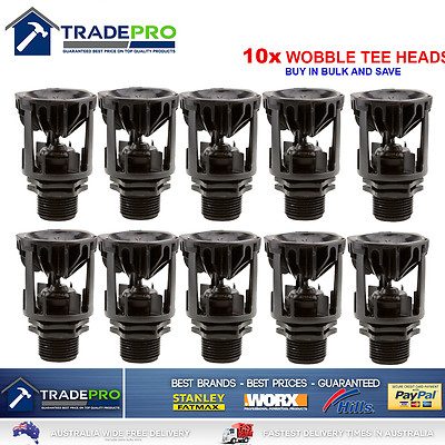 10x Wobble Tee Pro Water Efficient Head Top Only Sprinkler Aust Made ...