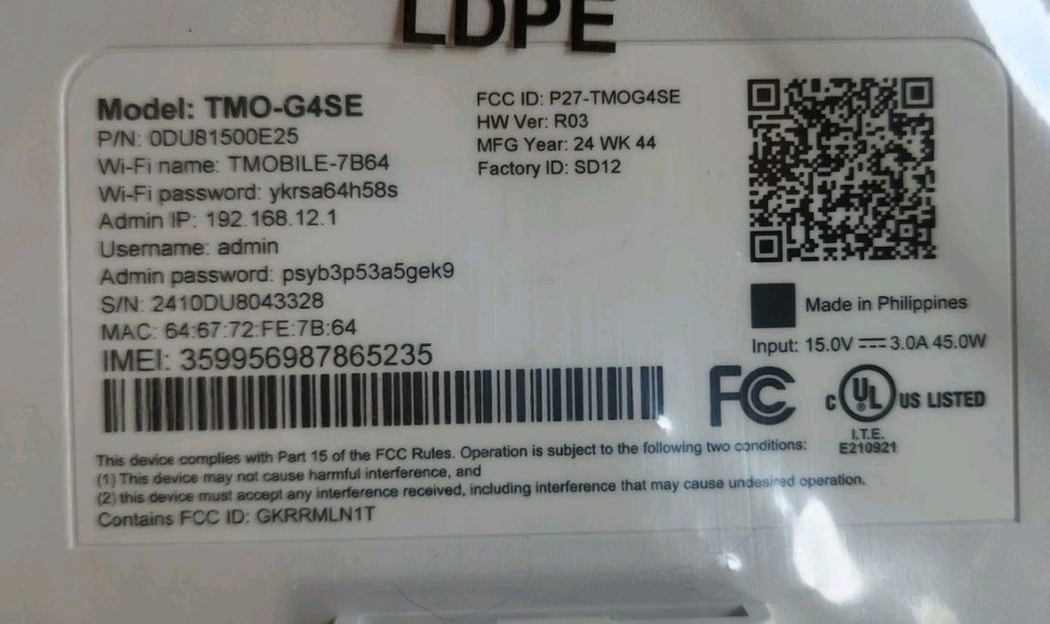 White TMobile TMO-G4SE Home Internet 5G Gateway Kit & Internet Wifi ...