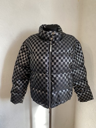 LOUIS VUITTON LV lurex damier black short down puffer jacket coat 40 | eBay
