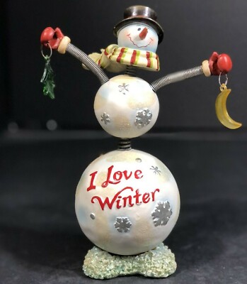 Christmas Snowman With Slinky Type Arms Head & Waist Glitter Feet 9"x4 ...