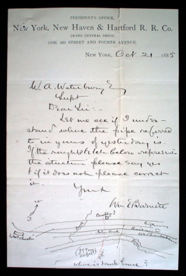 1885's PRESIDENT'S OFFICE NOTE, N.Y., NEW HAVEN & HART. R.R, CO ...