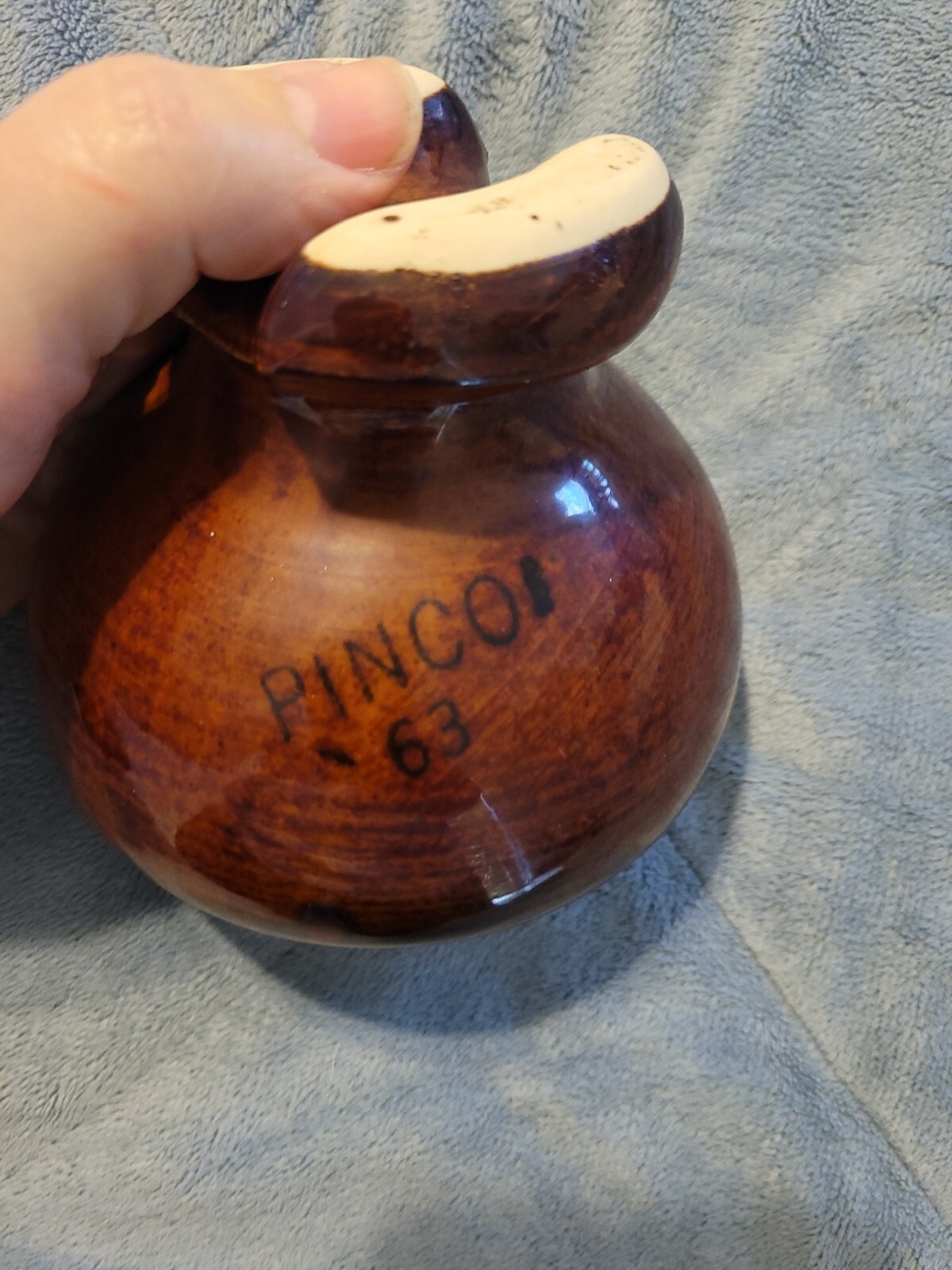 Vintage 4" Large Pinco '63 High Voltage Brown Ceramic Porcelain ...