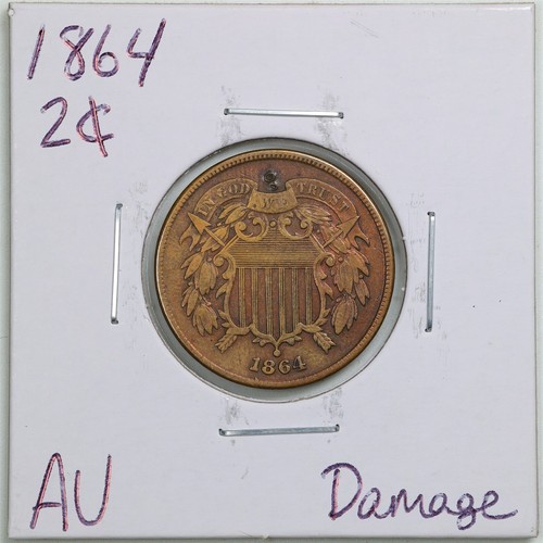 1864 2C Two Cent Piece with AU Detail Damage #4185 | eBay