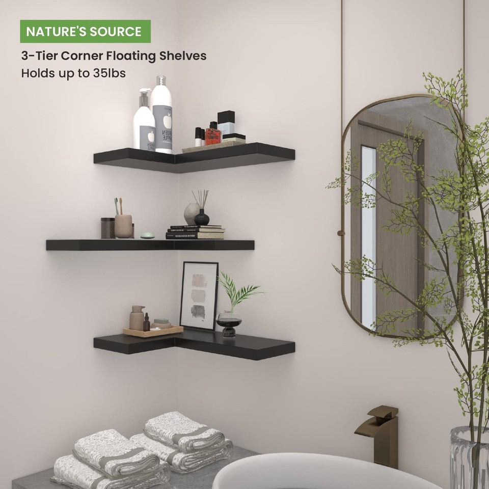 Corner Floating Shelves with Invisible Brackets, Corner Shelves Wall ...