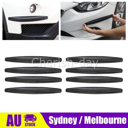 8x Car Carbon Fiber Anti-rub Unique Black Strip Bumper Corner Protector ...