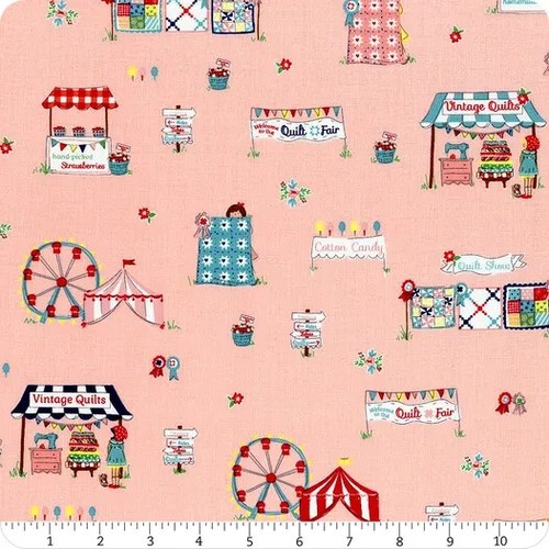 QUILT FAIR 11350P Pink Main Fabric TASHA NOEL Riley Blake Retro Vintage ...