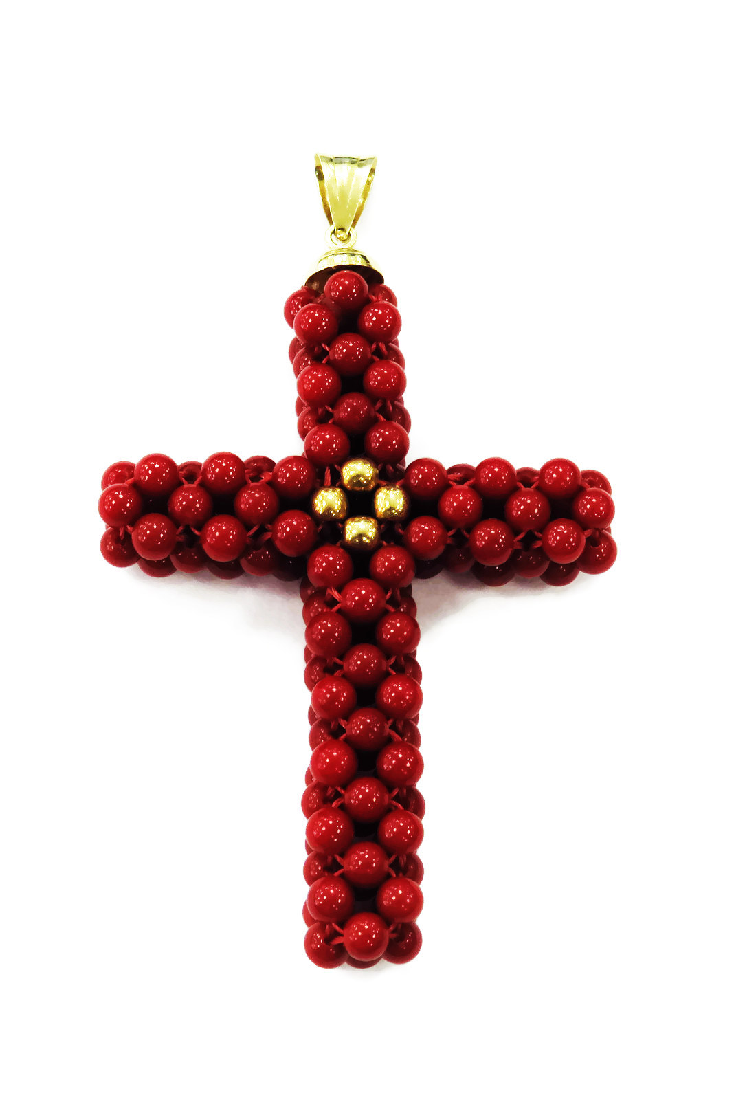18K Yellow Gold Coral Cross Crucifix Charm Necklace Pendant ~ 7.1g | eBay