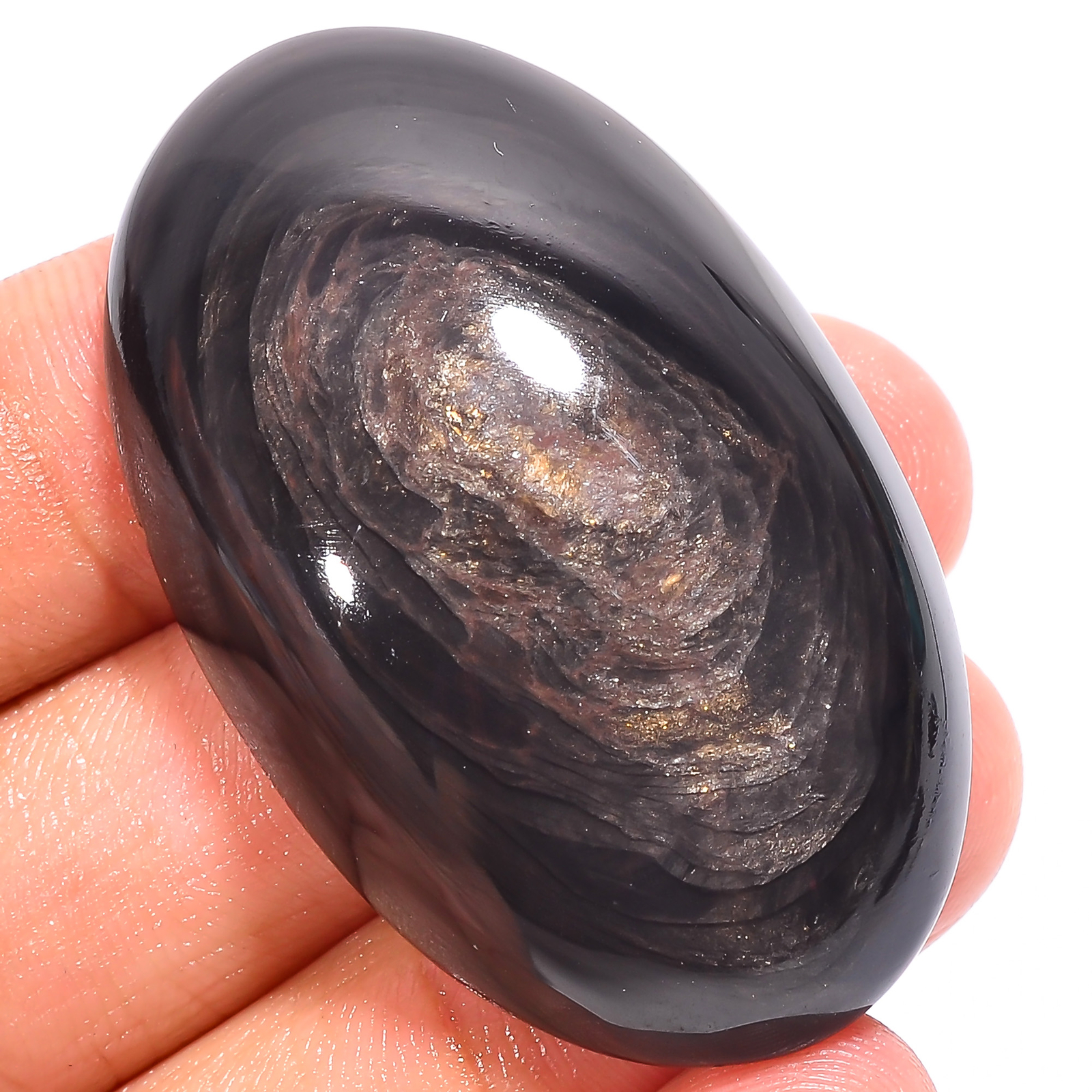 Natural Golden Sheen obsidian Oval Cabochon Gemstone 92 Ct. 44X27X12 mm ...