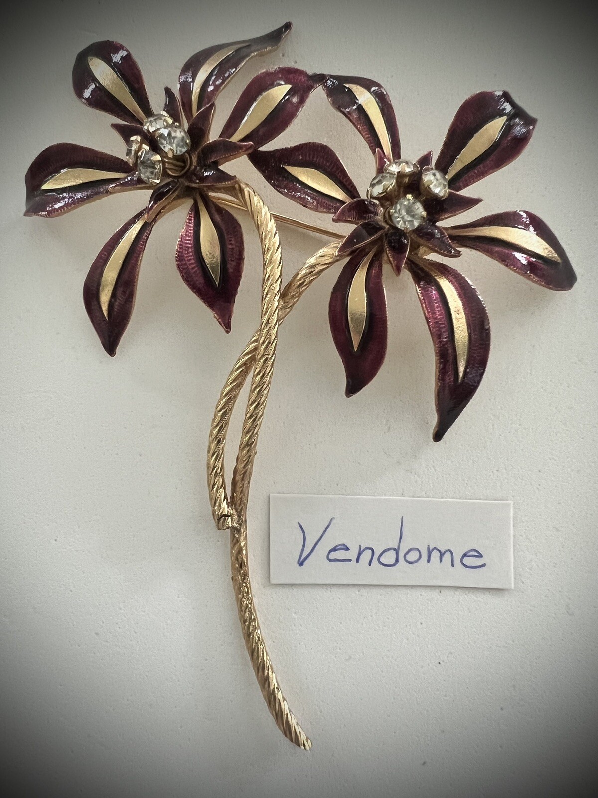 Vintage VENDOME large 4” floral enamelled pin….a beau… - Gem