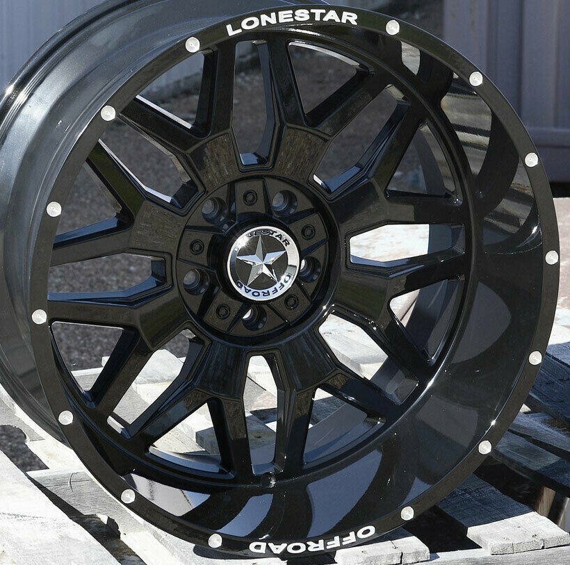 (4)22" Gloss Black Lonestar Renegade Wheels 22x12 5x150 -44mm Tundra ...