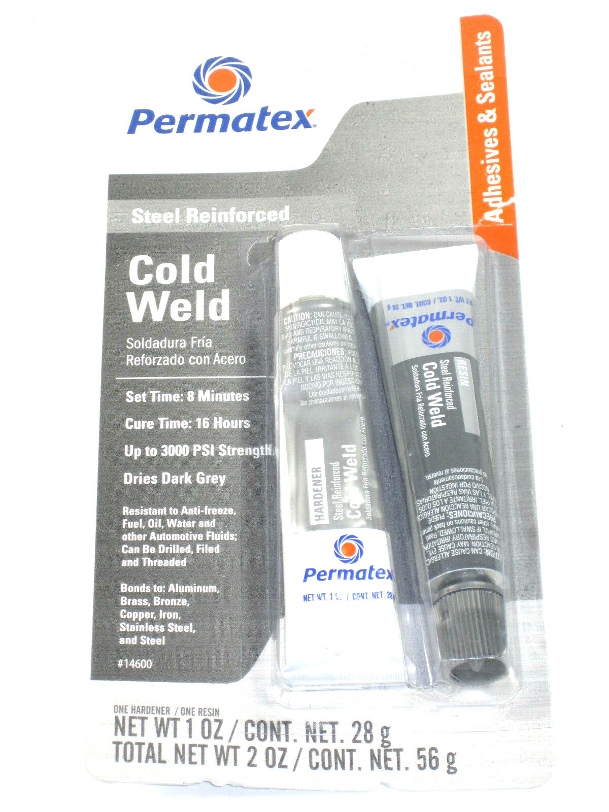Cold Weld Epoxy 2 part Permatex 3000 PSI strength Steel Reinforced ...