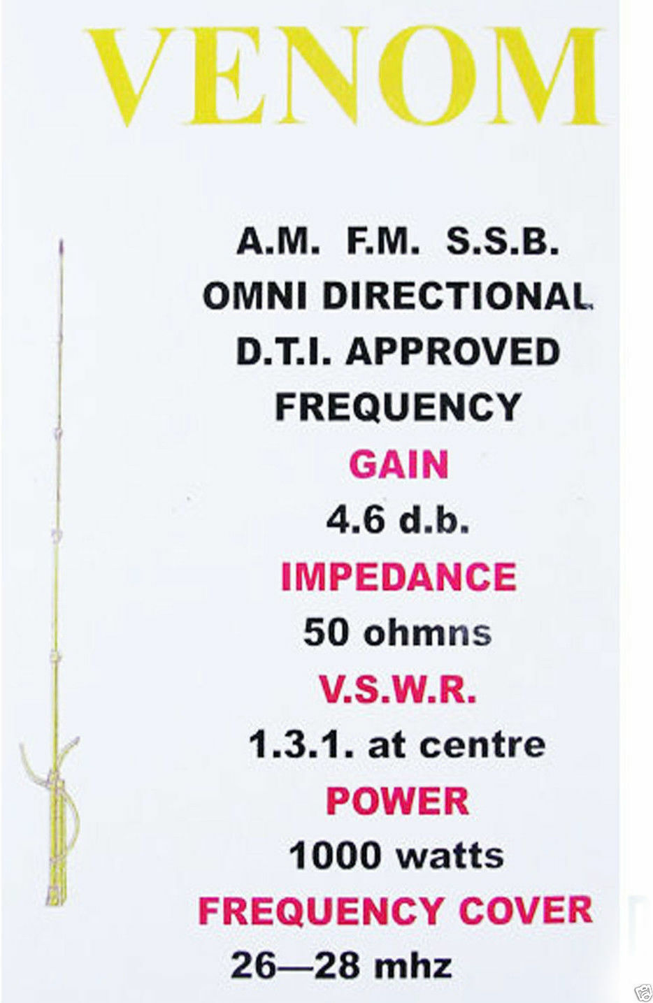 Sigma Venom 5/8 wave HG - High Performance CB base antenna | eBay UK