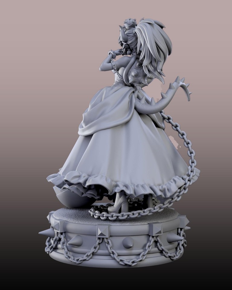 Bowsette 1/4 Painted 3D Printed 12K Figure Statue Resin Model Kit ...