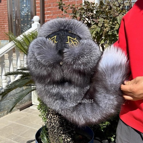 Unisex Real Fox Fur Hat Russian Warm Ushanka Cossack Mongolia Hat Cap ...