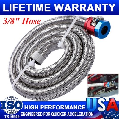 3/8" ID Fuel Line 3ft Stainless Steel Braided Hose Flex Fuel Line ...