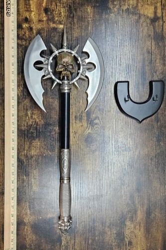 Fantasy Gothic Death Skull Double Blade Head Medieval Battle Axe 25" | eBay