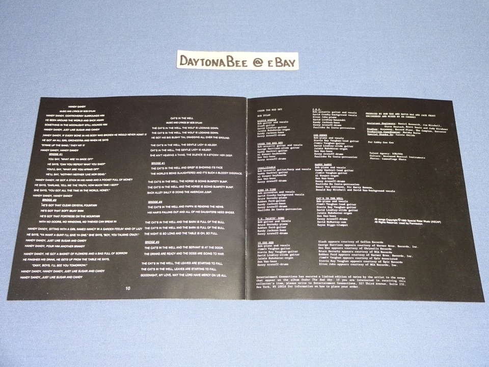 Bob Dylan Under the Red Sky 1990 Born in Time Wiggle Wiggle God Knows ...