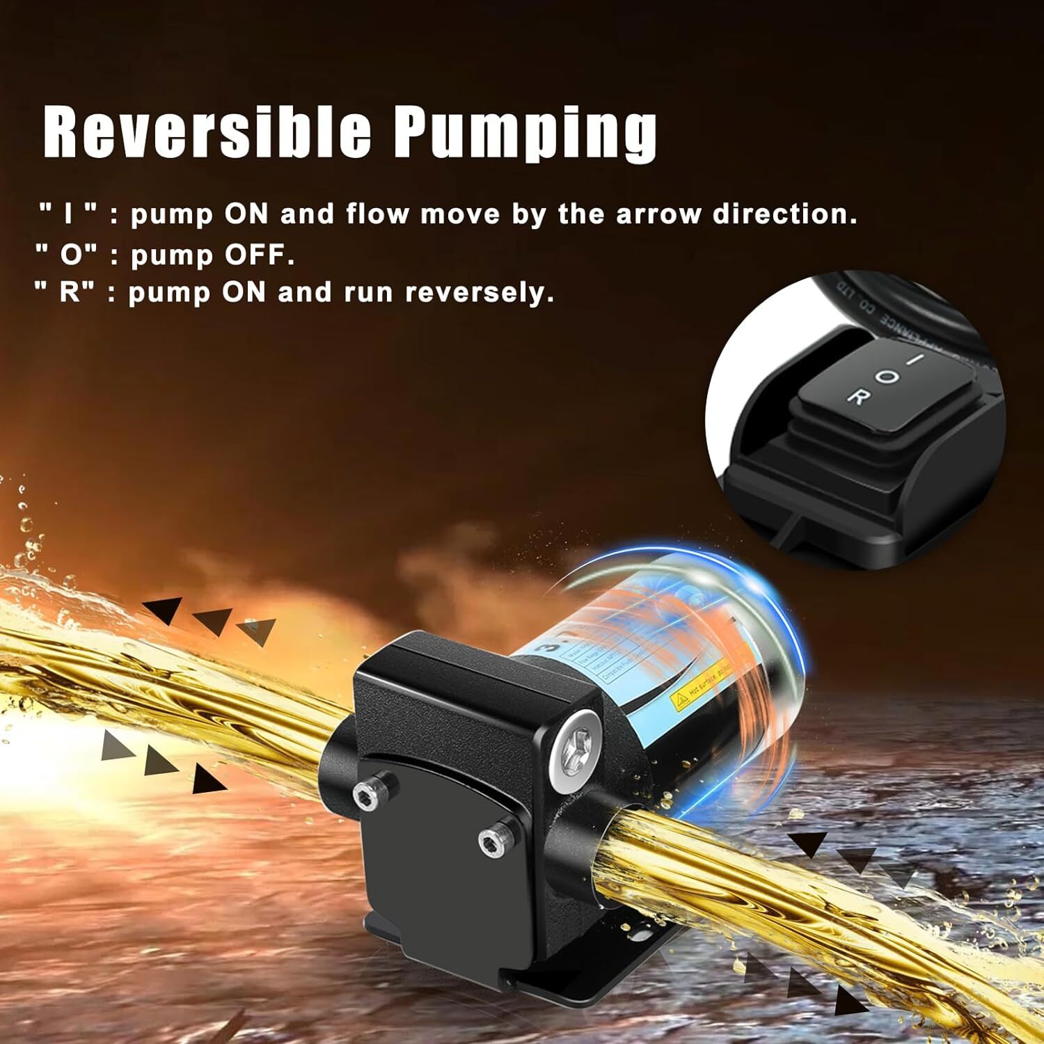 12V Gasoline Oil Fuel Transfer Pump Kit with Connection Cables w/Hoses ...