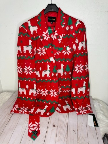 Happy Hour Tipsy Elves Christmas Suit Set Medium Mens Red Llama Jacket ...