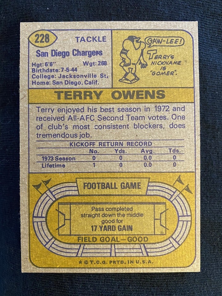 1974 Topps - #228 Terry Owens | eBay
