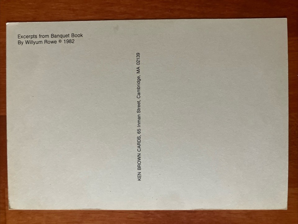 Excerpts From Banquet Book Willyum Rowe Art Continental Postcard PC11 ...