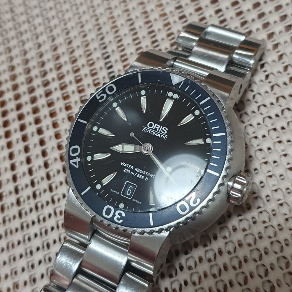 Oris 7533 Divers Date Black Dial Automatic Divers Watch 44mm .003 | eBay