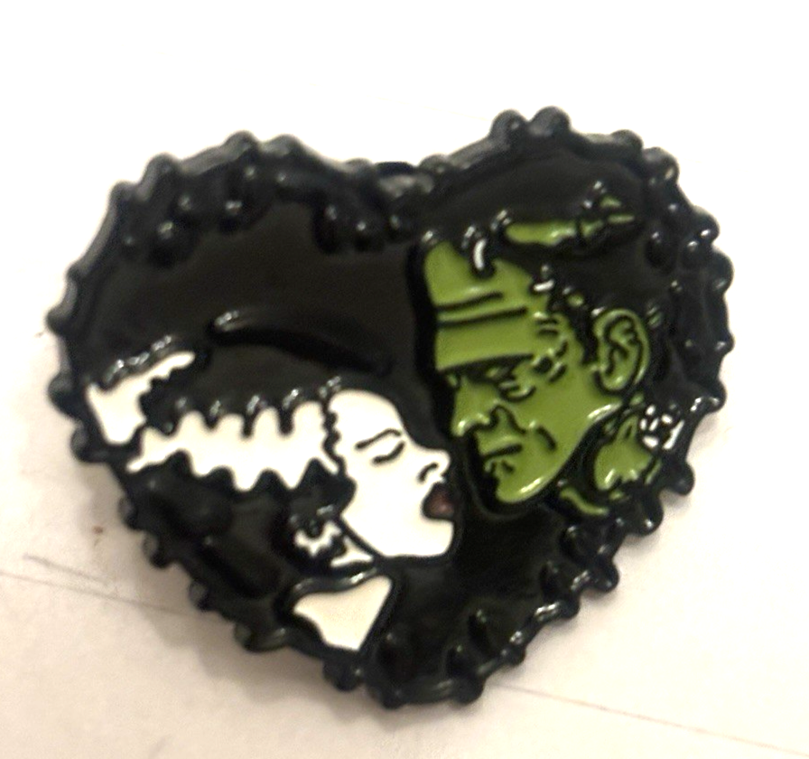 Retro Enamel Pin Frankenstein Bride Heart Film Brooch Horror Green ...