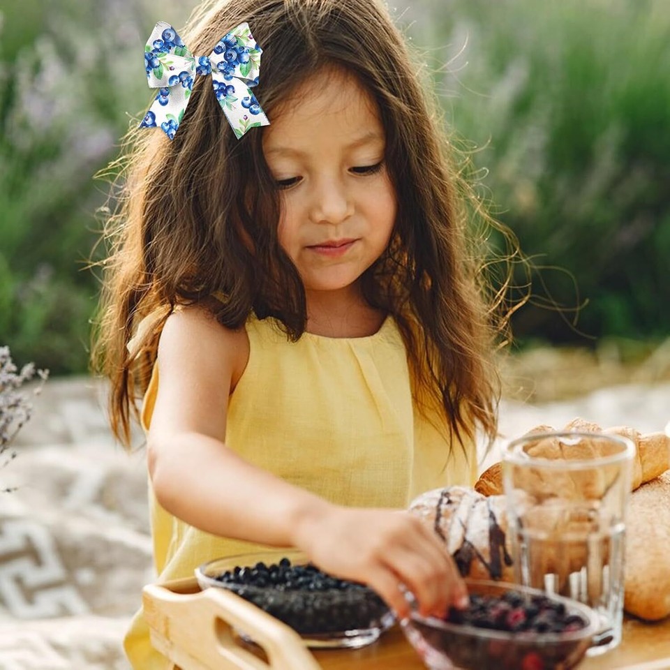 Summer Blueberries Ribbons Summer Flower Burlap Wired Ribbons Fruits ...