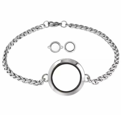 Stainless Steel 30 mm Screw Twist Memory Living Locket Bracelet Bangle ...