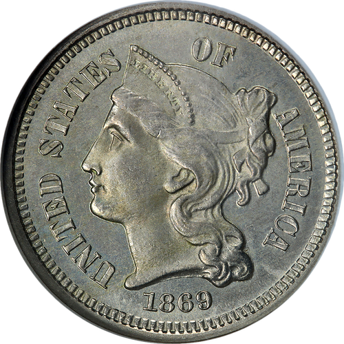 1869 Three (3) Cent Nickel Proof NGC PF66 Superb Eye Appeal Strong ...