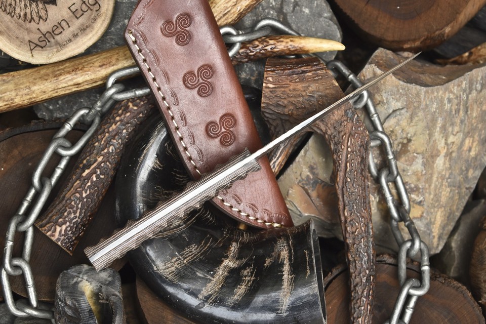 Ashen Edge Custom Forged Skinner Knife 440C Steel Hard Wood Fishing ...