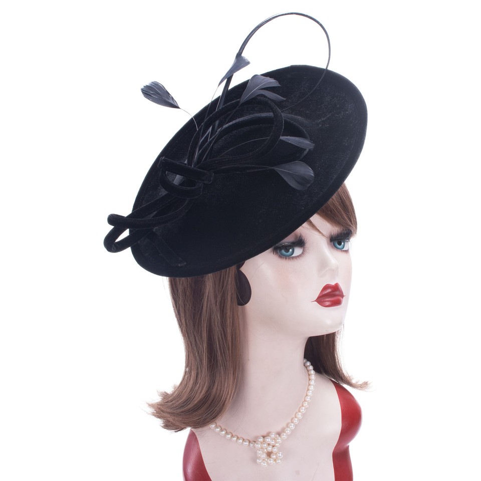 Elegant Womens Loop Velvet Wedding Occasion Church Fascinator Headpiece ...