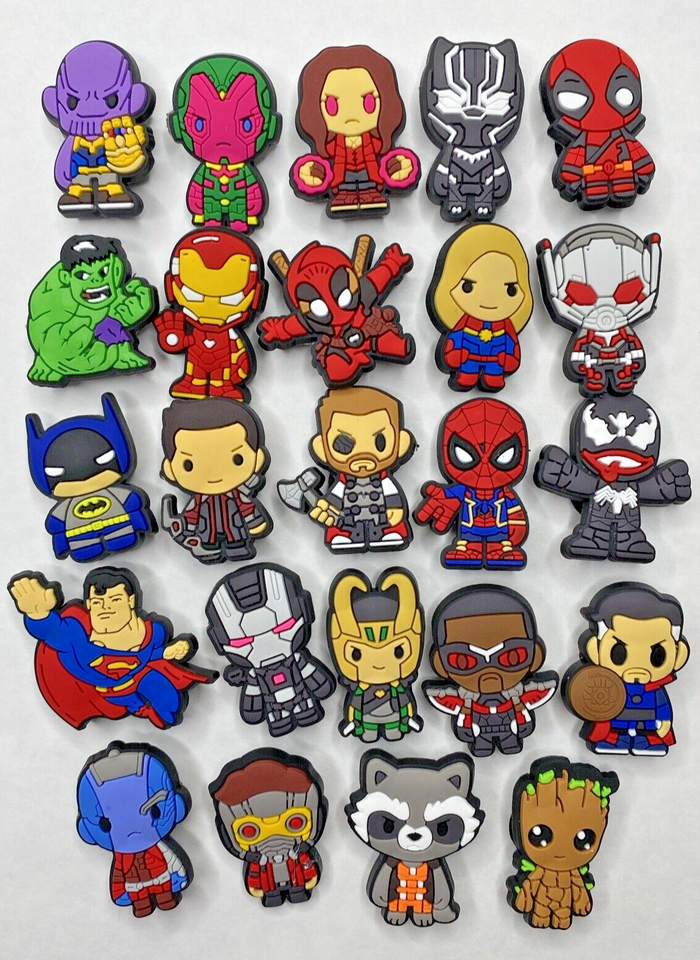 24pc Lot of Superhero Shoe Charms for Clogs: Venom, Deadpool and More ...