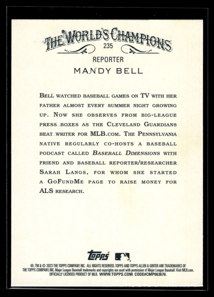 Mandy Bell 2023 Topps Allen & Ginter Hot Box Silver Foil Portrait Card ...