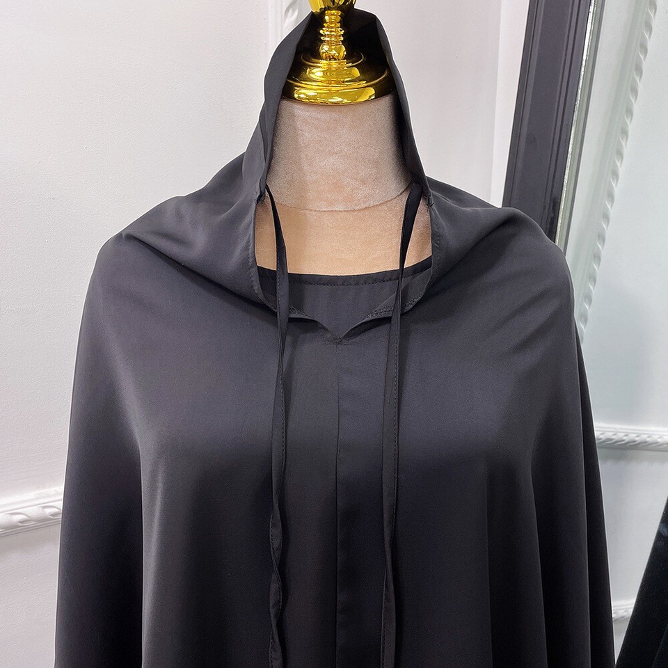 2 Piece Muslim Women Prayer Overhead Hijab Abaya Maxi Dress Set Kaftan ...