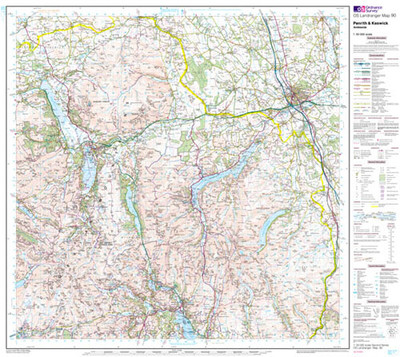 OS LANDRANGER MAP 90 PENRITH & KESWICK - FLAT WALL MAP - | eBay UK