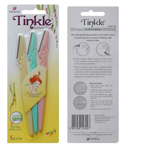 Dorco Tinkle Eyebrow Razor, Hair Trimmer Shaper Shaver 3 Count (Pack of ...