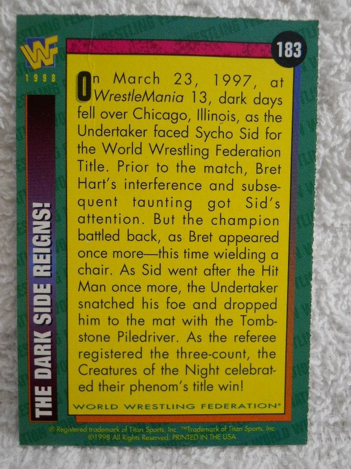 1998 WWF Magazine Titan Trading Sports Card #183 The Dark Side Reigns ...