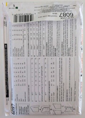 New Look Pattern 6087 Misses Knit Tops (Six Styles) Size 6-16 UNCUT FF ...